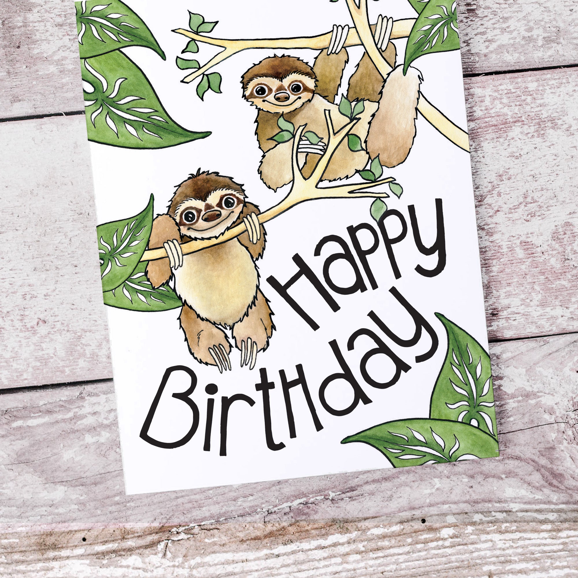 Greeting Card - Happy Birthday - Sloths – Found and Lost Art